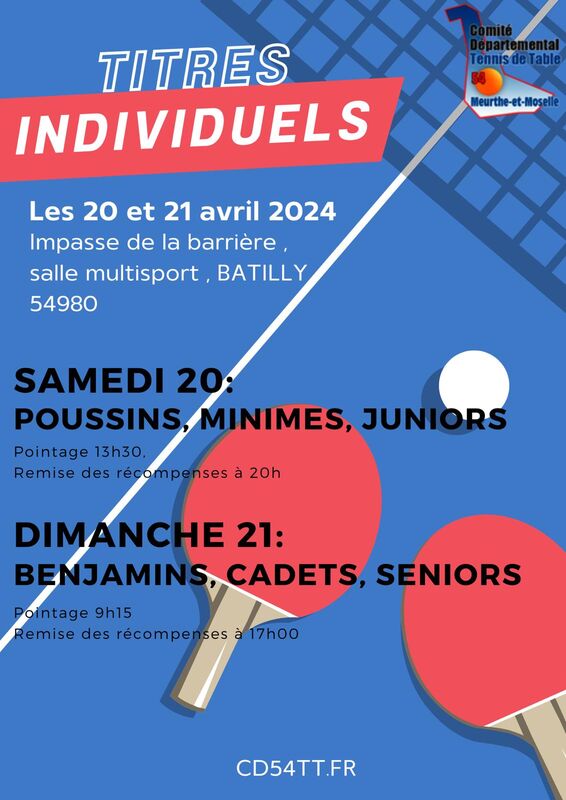 Comité Départemental de Meurthe-et-Moselle de Tennis de Table: Titres ...
